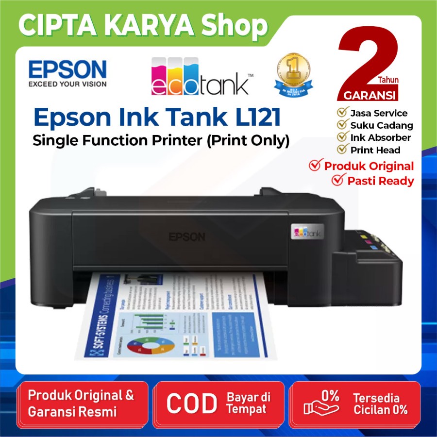 Jual EPSON L121 Ink Tank Single Function Printer (Print Only) | Shopee ...