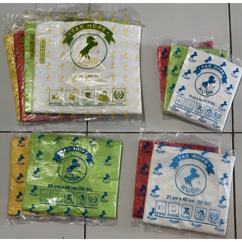 Jual Kantong Plastik merek Kuda ukuran 15, 21, 24, 28 (isi 50 lembar ...