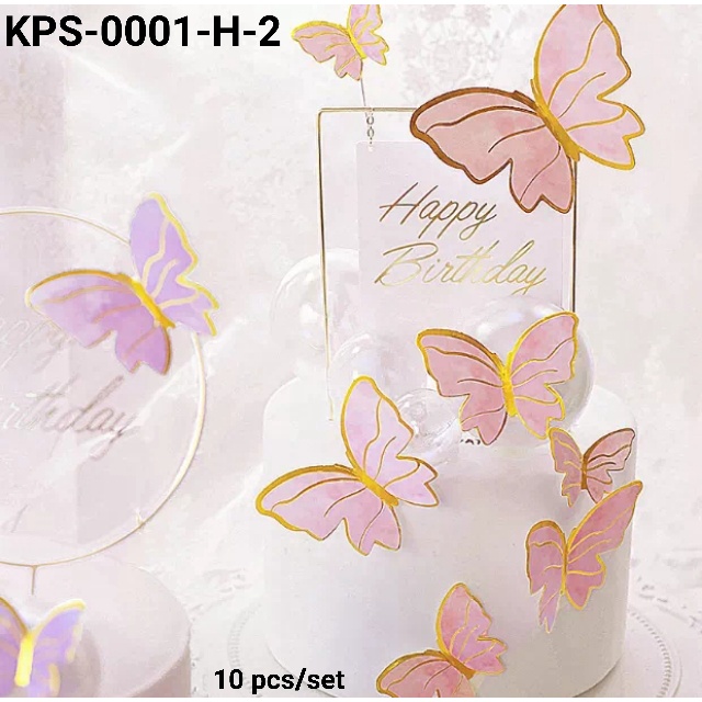 Jual GR-KPS-0001 Cake topper hiasan kue kupu kupu butterfly pink ungu ...