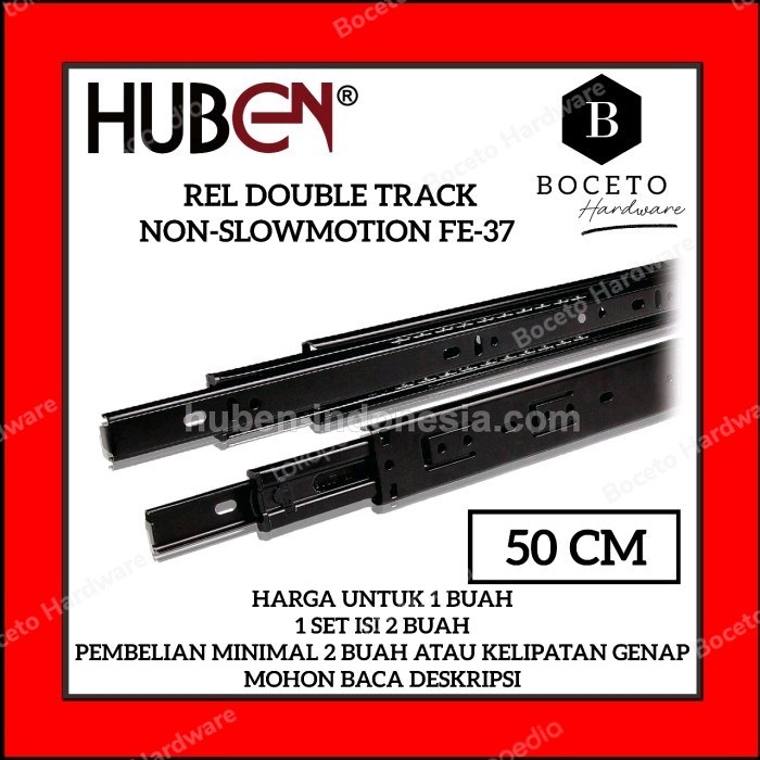 Jual Rel Laci HUBEN 50 cm Double Track / Full Extension / Ball Bearing ...