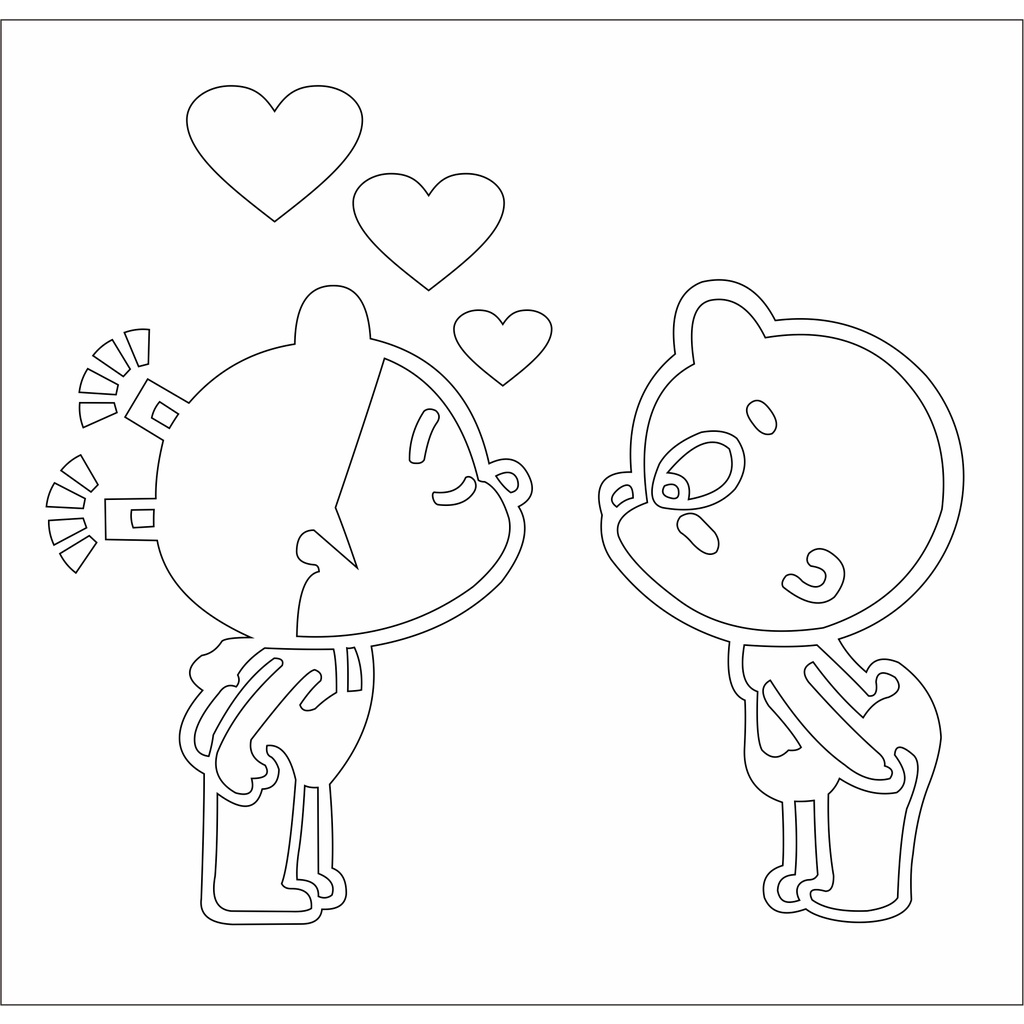 Jual Stiker cutting gambar kartun anak ciuman, sticker mobil animasi ...