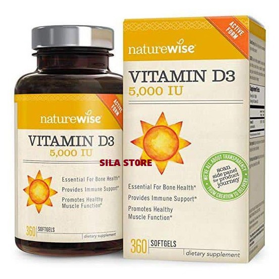 Jual NatureWise Vitamin D3 125 mcg 5,000 IU 360 Sofgel Kesehatan Otot Tulang Gigi Sistem ...