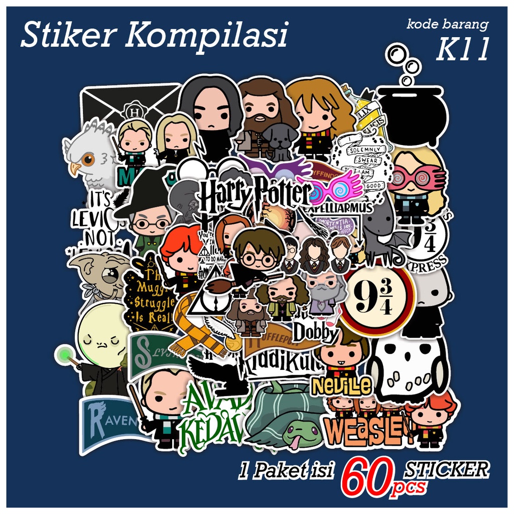 Jual [ MAC ] 60 pcs STICKER HARRY POTTER LUCU AESTHETIC ANTI AIR UNTUK ...