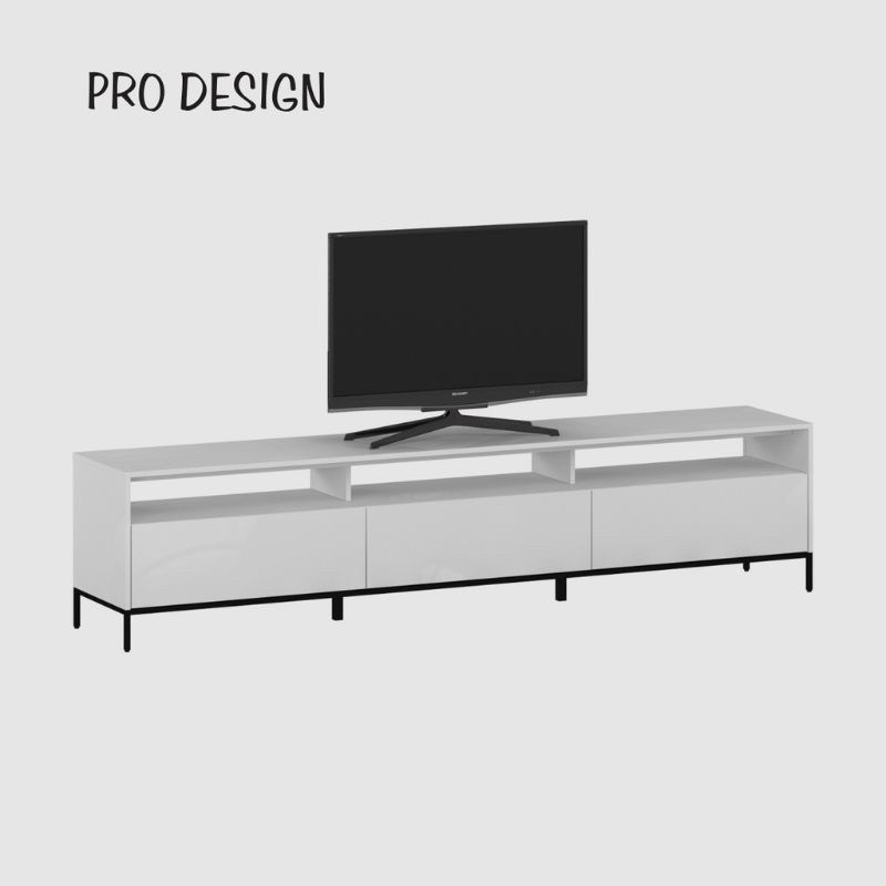 Jual Rak TV / Meja TV Pro Design 3 rak 3 laci Warna White Glossy ...