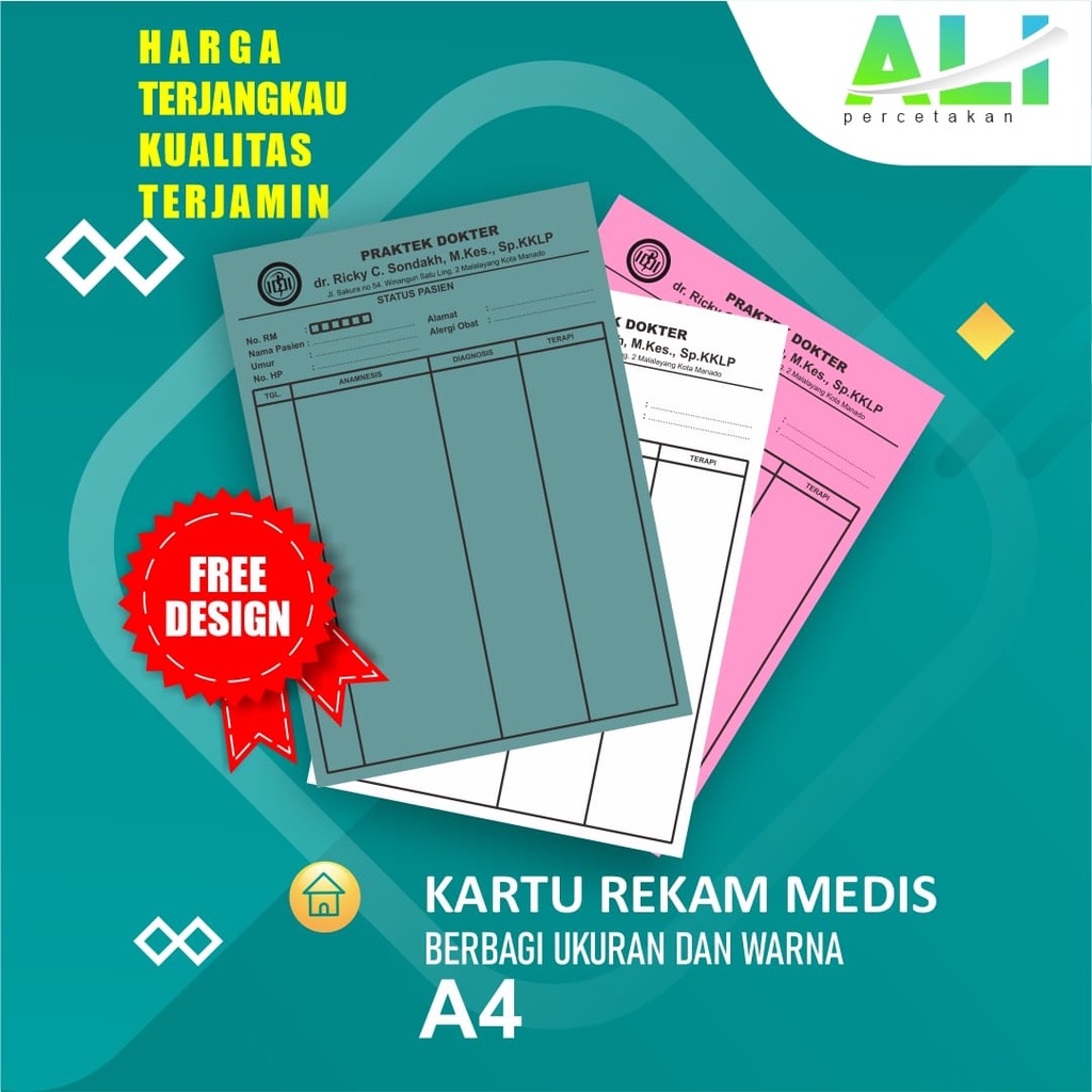 Jual Cetak Kartu Rekam Medis /Custom Kartu Status Pasien Medical Record ...