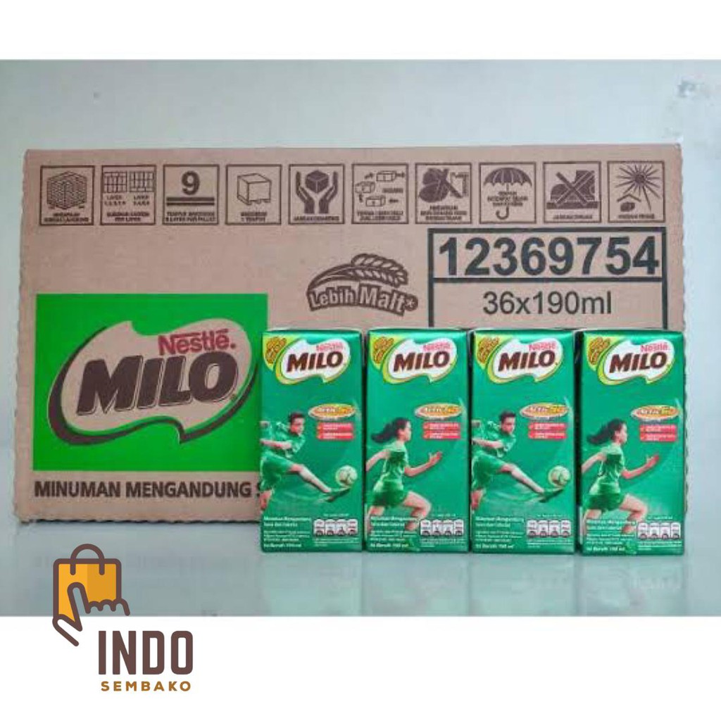 Jual Susu Cair UHT Milo Activ Go Coklat Per Dus Isi 36 Kotak @180ml / Susu Cair Milo Dus isi 36 ...