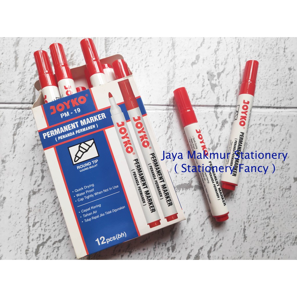 Jual Spidol Permanent Marker Joyko PM-19 (Merah) | Shopee Indonesia
