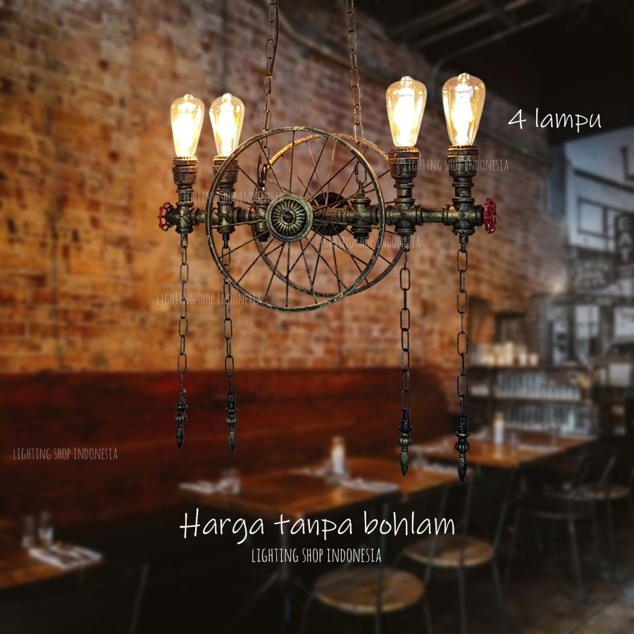 Jual Lampu gantung hias industrial roda model pipa pipe cafe resto ...