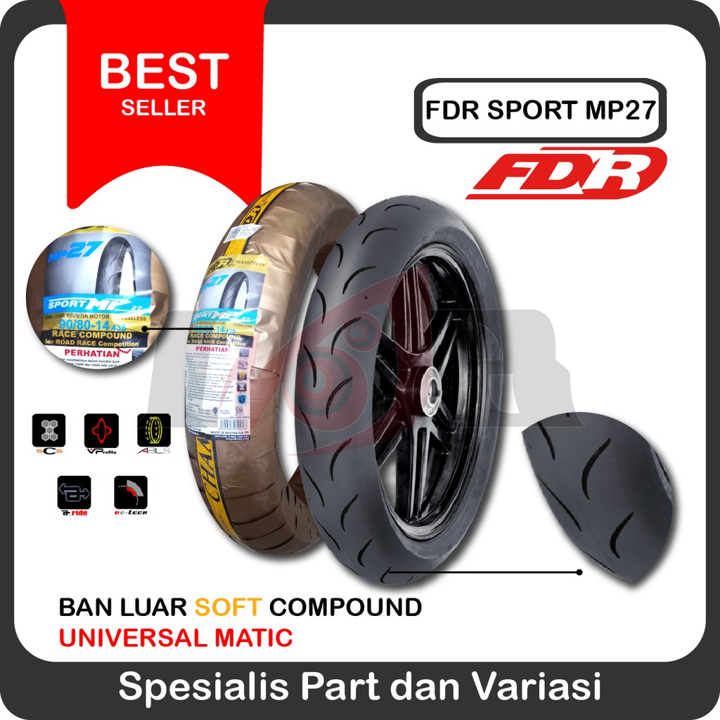 Jual FDR 90/80-14 MP27 Race Soft Compound Racing Ban Luar Motor Matic ...