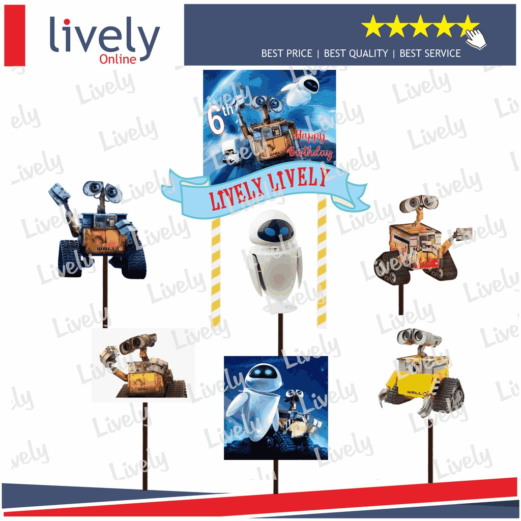 Jual CUSTOM NAMA CAKE TOPPER KARAKTER WALL-E HIASAN KUE ULANG TAHUN ...