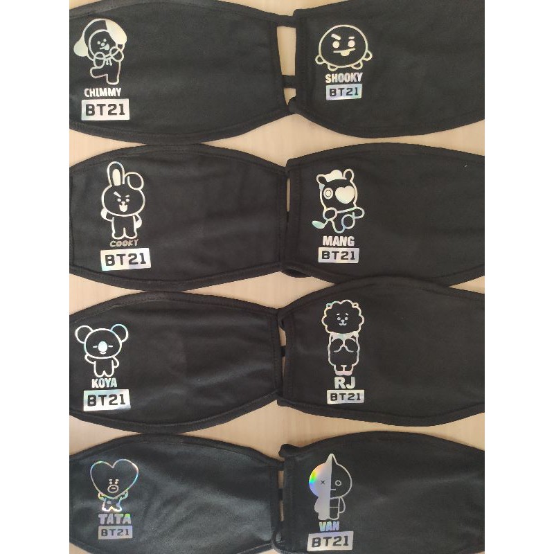 Jual masker kain hitam K-Pop bt21 hologram | Shopee Indonesia