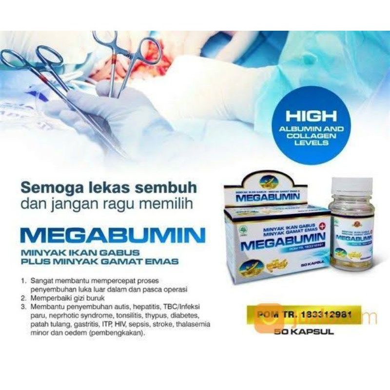 Jual Megabumin Ekstrak Ikan Gabus & Gamat Emas 50 kapsul | Shopee Indonesia
