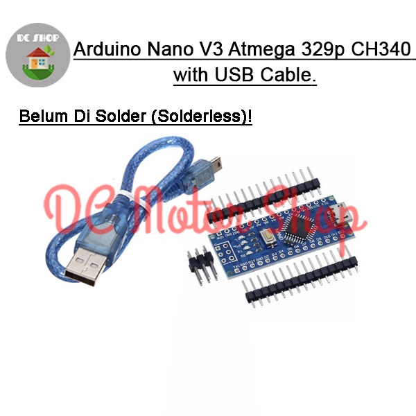 Jual Arduino Nano V3 CH340 Clone Atmega328P Solderless Dengan Kabel ...