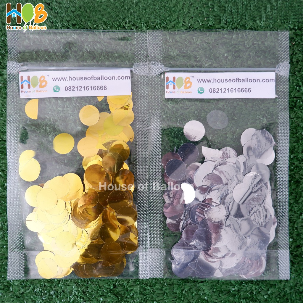 Jual Confetti Bulat Topping Tabur Manik Motif Metalik Kertas Gold ...