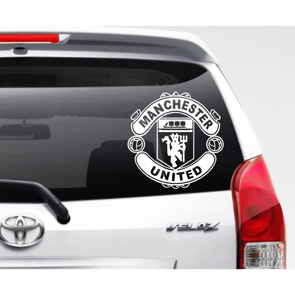 Jual Stiker cutting kaca mobil gambar logo Manchester United | Shopee ...