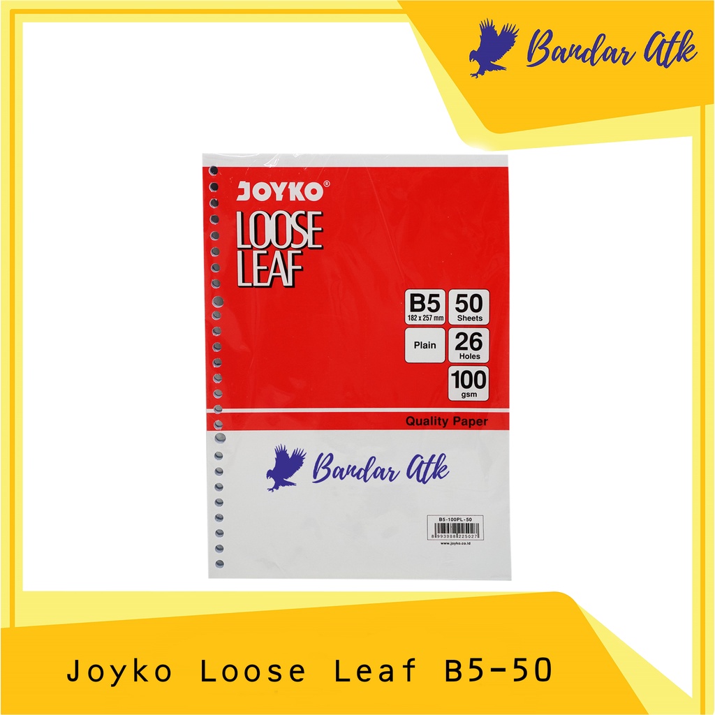 Jual JOYKO Loose Leaf Plain B5 - 50 Lembar Isi Refill Kertas Binder File | Shopee Indonesia
