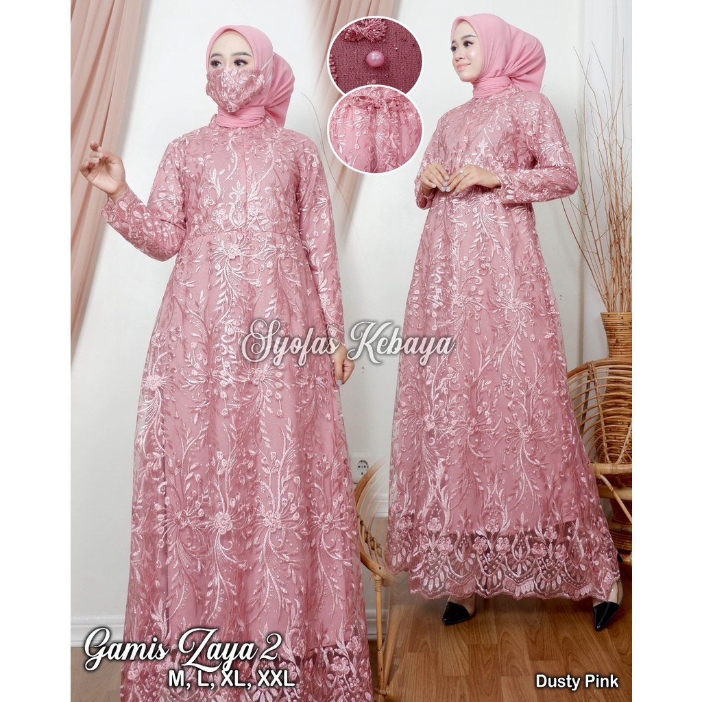 Jual GAMIS BUSUI NAMIRA/TILE FULL BRUKAT MUTIARA/SIZE S M/L/XL/XXL/DRESS KONDANGAN/GAMIS BRUKAT ...