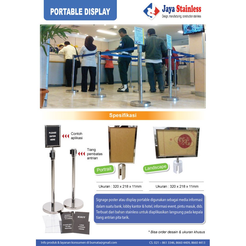 Jual Sign Board FRAME DISPLAY A4 Potrait Signage papan tiang antrian ...