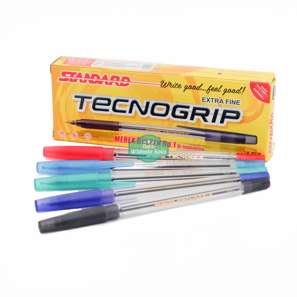 Jual 1 LUSIN Pulpen Standard Tecnogrip Hitam (Bolpoin Ballpoint Tinta ...