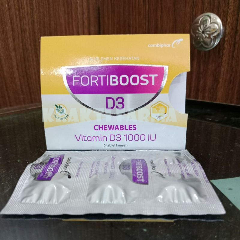 Jual Fortiboost vitamin D3 1000 IU (1strip @6 tablet kunyah) | Shopee ...