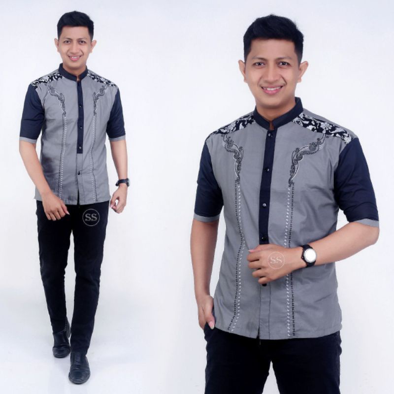 Jual Baju koko pria kombinasi modern | Baju koko muslim modern ...