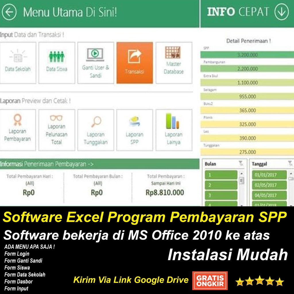 Jual Software Excel Program Keuangan Pembayaran SPP | Shopee Indonesia