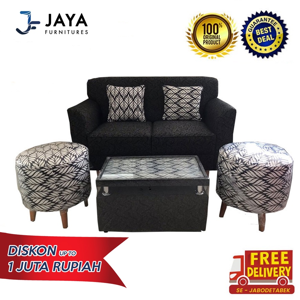 Jual Sofa Retro Minimalis Modena 2 Seat + 2 Stool + Meja | Shopee Indonesia