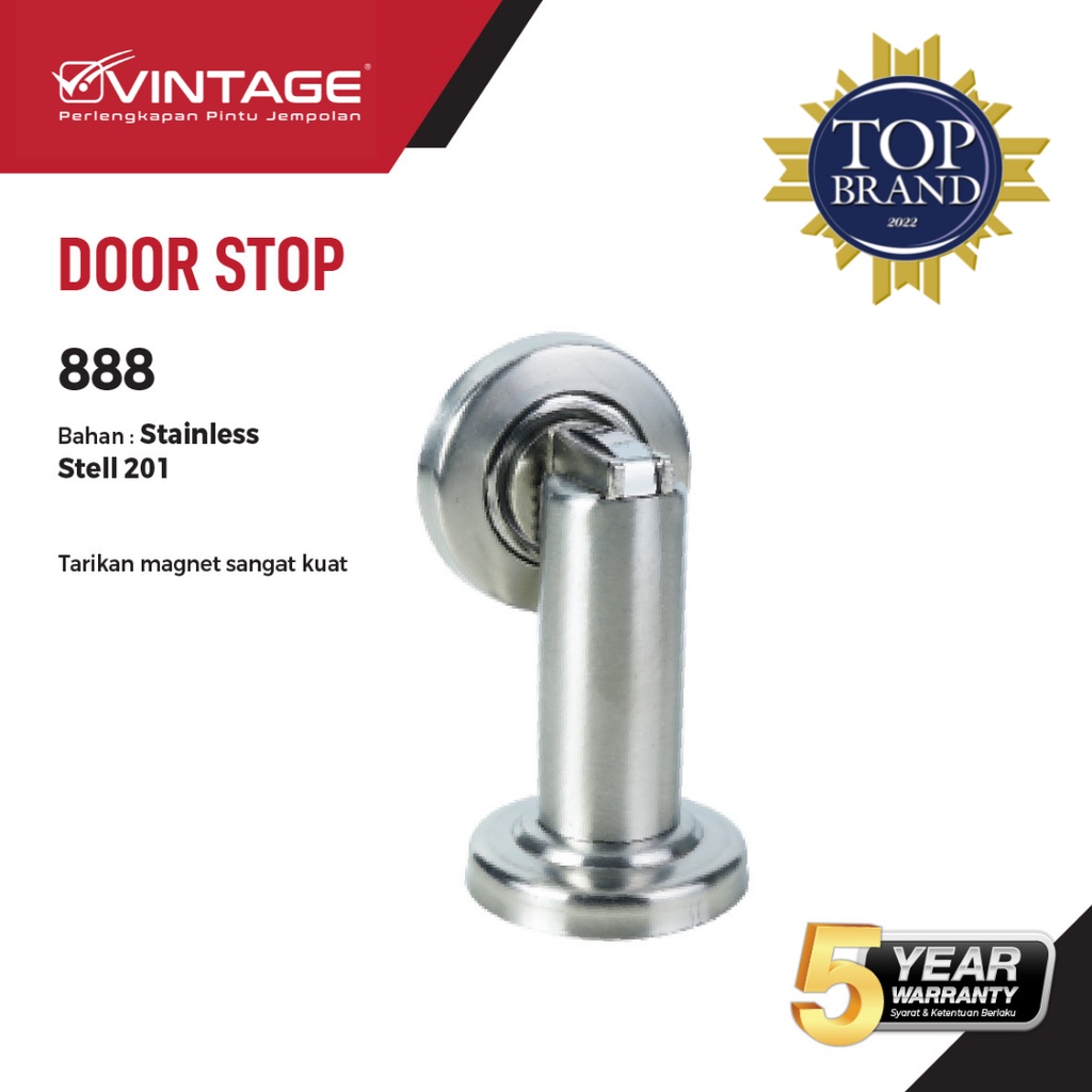 Jual DOOR STOPPER / PENAHAN PINTU MAGNETIC STAINLESS STEEL VINTAGE 888 ...