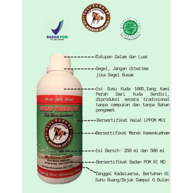 Jual Susu Kuda 88 Asli Bima Sumbawa 500 ML | Shopee Indonesia
