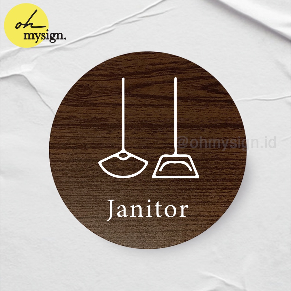 Jual Janitor Sign Board Kayu Bulat Print Signage Label | Shopee Indonesia
