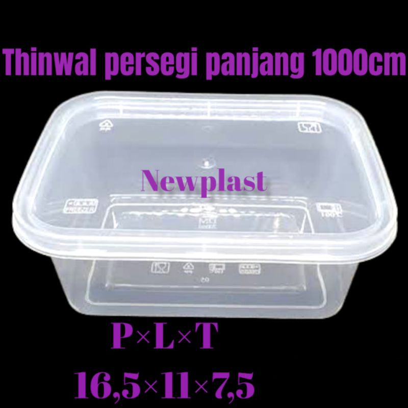 Jual Thinwall Persegi Panjang 1000ml Food Container Kotak Makan Nasi
