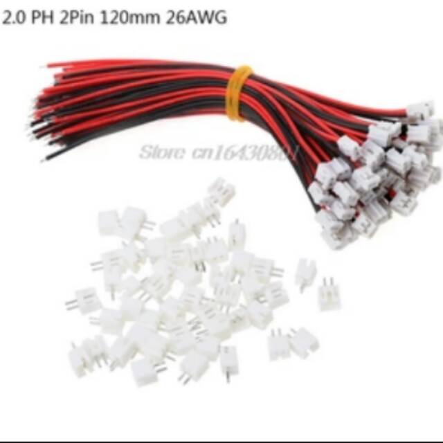Jual Mini Micro JST 2.0 PH 2-Pin Connector Plug with Wires Cables 120MM 26AWG New S18 | Shopee ...
