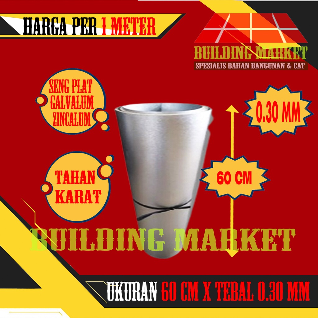 Jual SENG TALANG PLAT TALANG GALVALUM ANTI KARAT 60 CM x 0,30 MM @1 ...