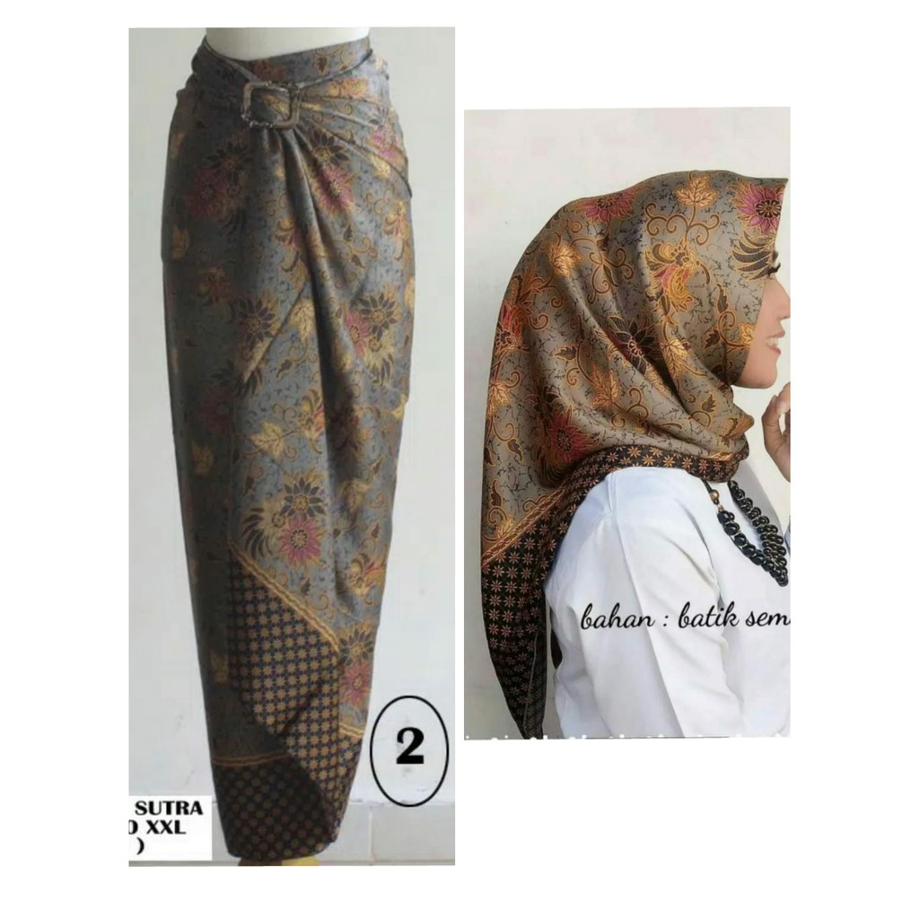 Jual Set rok lilit jumbo detta kombi jilbab batik segi empat hijab ...