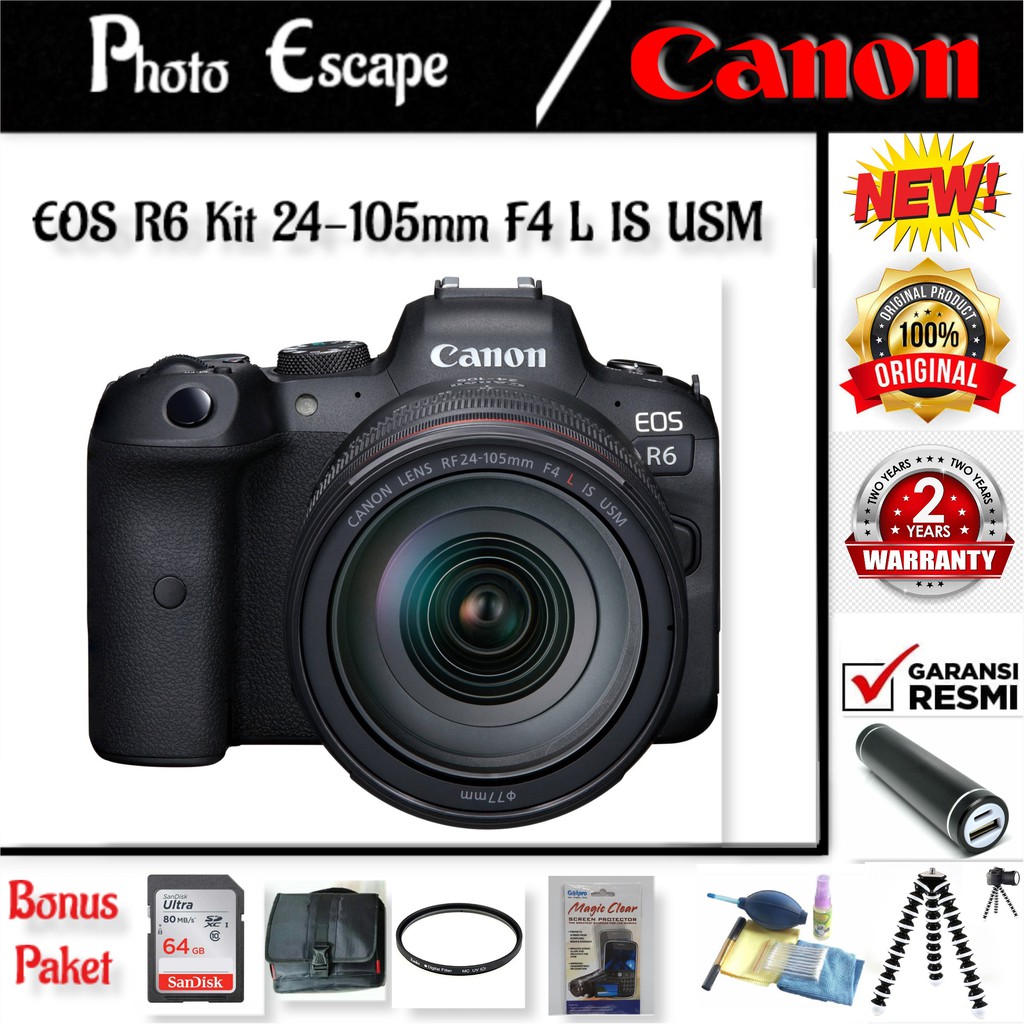 Jual Canon EOS R6 Kit 24-105mm F4L IS USM Resmi | Shopee Indonesia