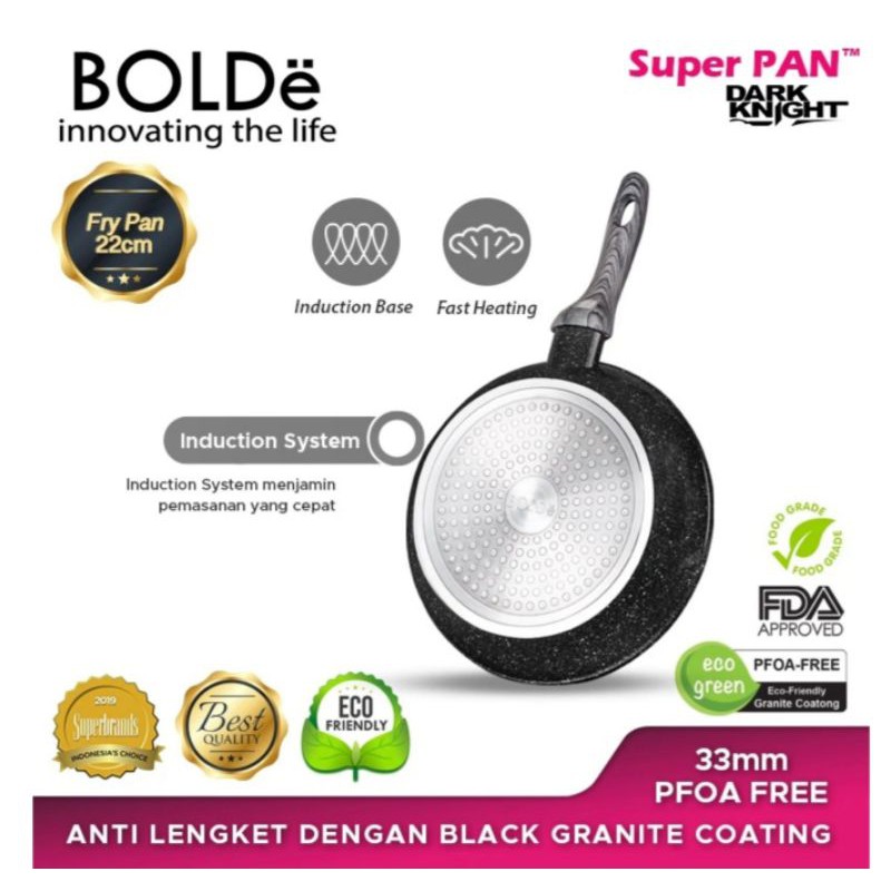 Jual BOLDe SUPER PAN | FRY PAN 26CM GRANITE COATING | FRYPAN 22 CM ...