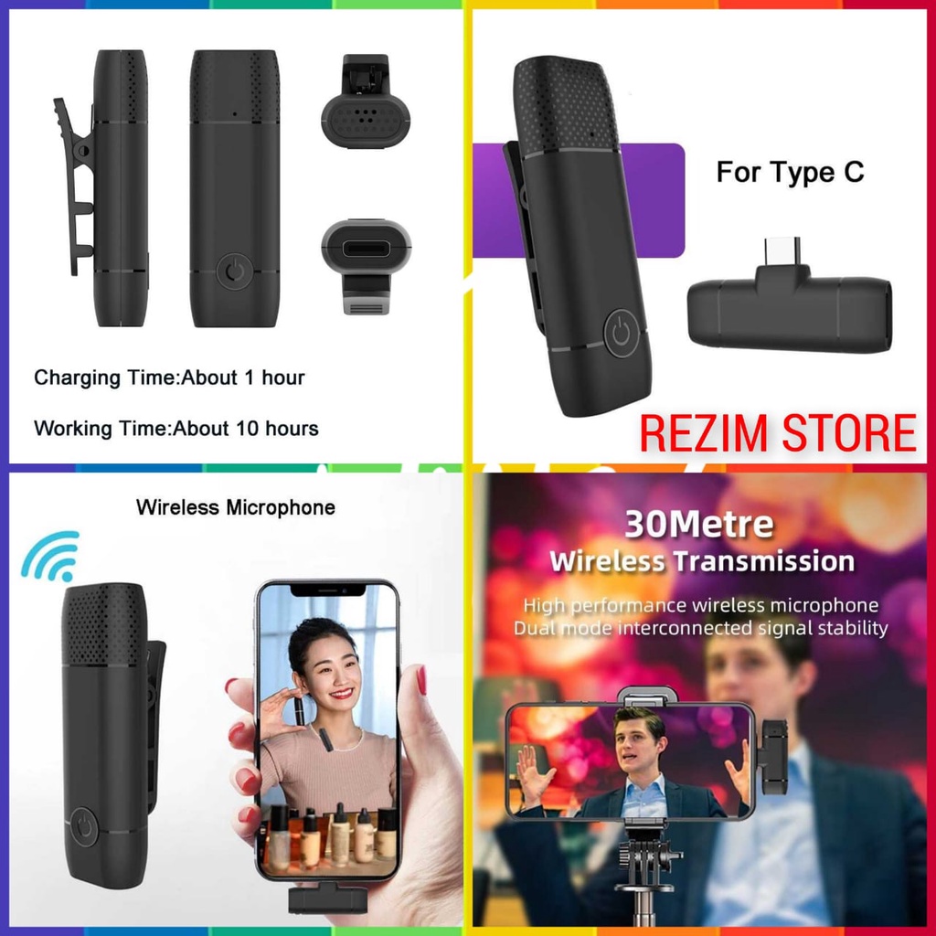 Jual Mic Microphone Type C Wireless Lavalier Lapel Microphone Live USB ...