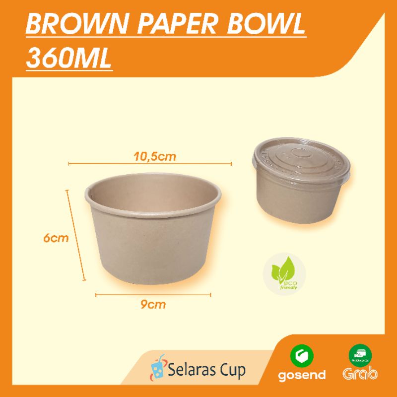 Jual ISI 100 paper bowl kraft - paper bowl cokelat - paperbowl tahan ...