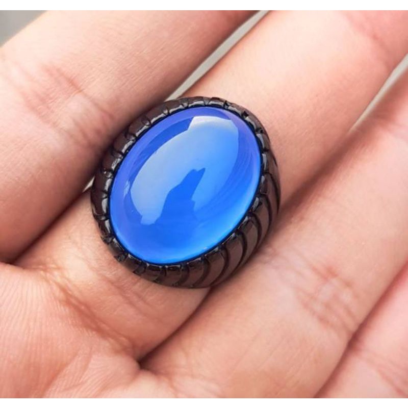 Jual Batu Cincin Akik Natural Blue Chalsedony / Blue Spirtus Batu Raja ...