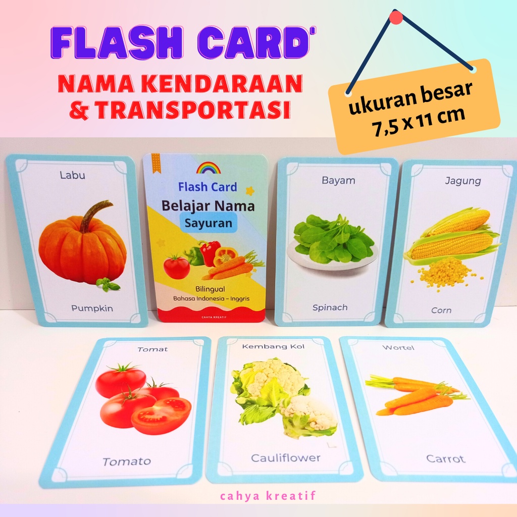 Jual FlashCard Anak Ukuran Besar Murah | Belajar WARNA, BUAH SAYUR ...
