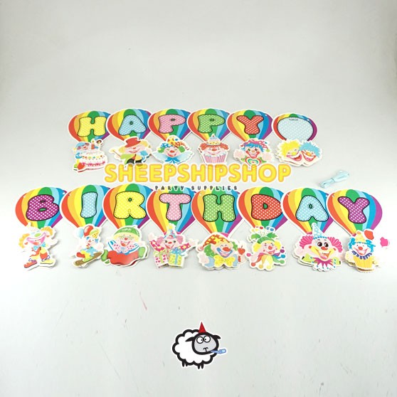 Jual Banner Happy Birthday Badut 3D / Bunting Flag HBD Badut Pesta ...