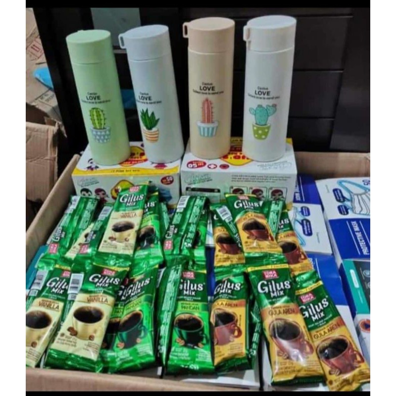 Jual 1renteng kopi gilus+mangkok fresco/gelas kapal api, ABC,termos ...