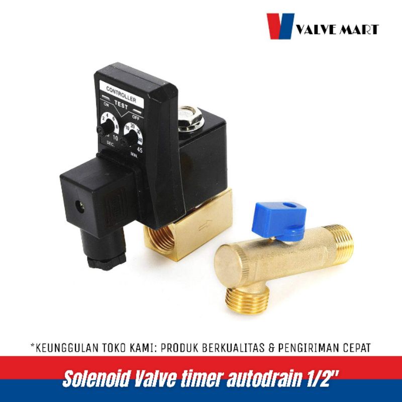 Jual 1/2" Electric Solenoid Valve Timer Auto Drain 16bar 230 VAC Split ...