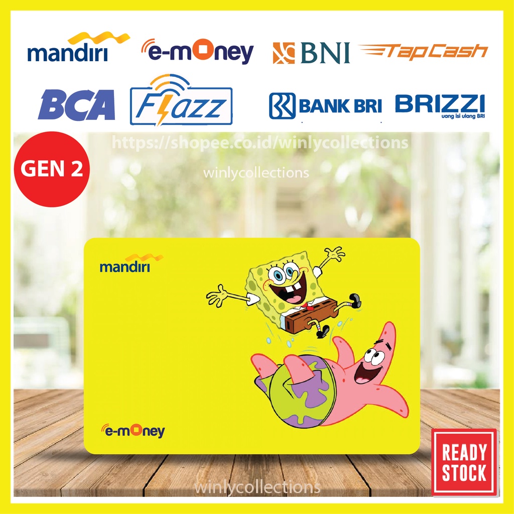 Jual KARTU EMONEY ETOLL ANIME SPONGEBOB PATRICK FLAZZ BCA GEN 2 MANDIRI ...