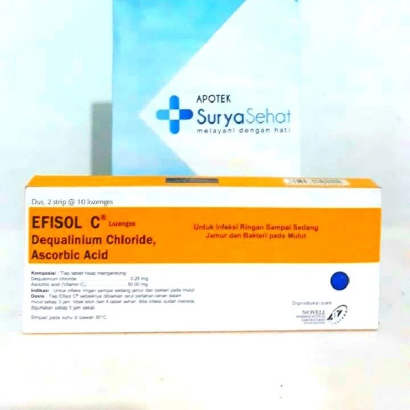 Jual EFISOL C obat Radang Tenggorokan, Sariawan isi 20 Lozenges ...