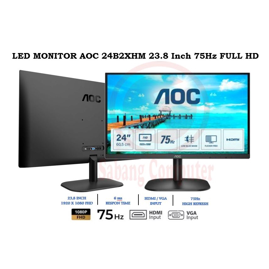 Jual LED MONITOR AOC 24B2XHM 23.8 Inch 75Hz FULL HD | Shopee Indonesia