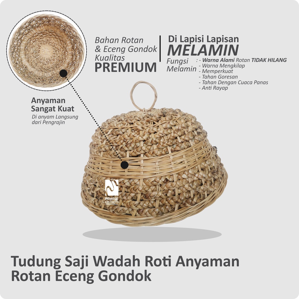 Jual Tudung saji anyaman Penutup makanan ROTI tudung saji rotan Eceng ...