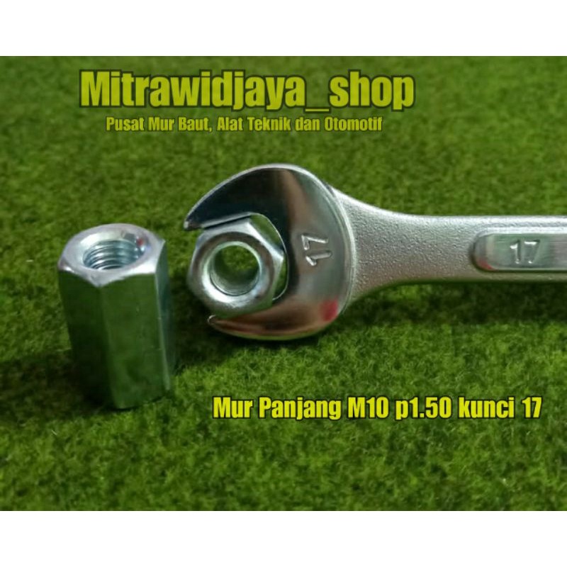 Jual Long Nut Mur Panjang M10 p 1.50 drat standart kunci 17mm 17an kunci 17an Mur variasi Mur ...