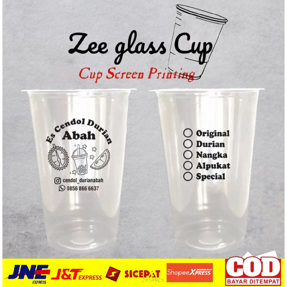 Jual SABLON CUP DATAR PP PRINTING CUP DATAR GELAS CUP PLASTIK 12-14-16-22 OZ SABLON CUP DATAR ...