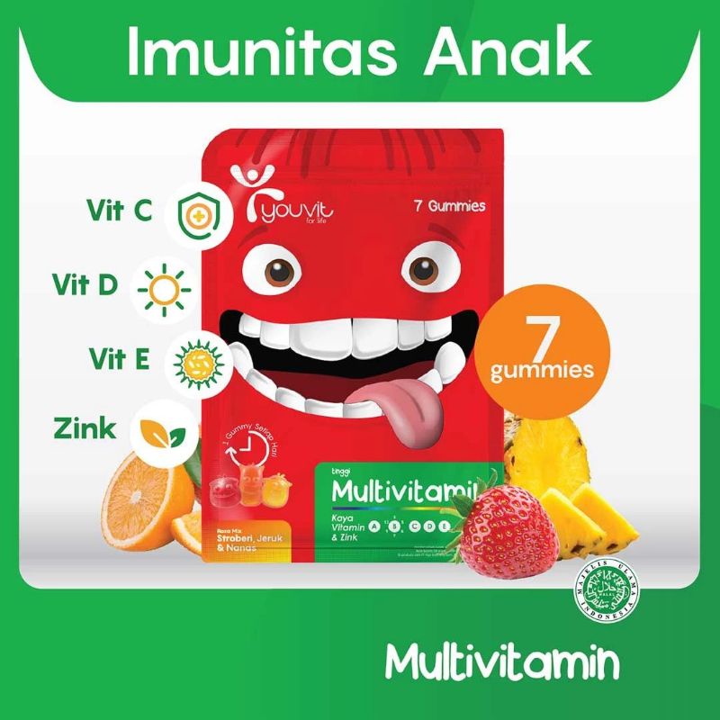 Jual Youvit Multivitamin Anak Gummy 1 Sachet Isi 7 pieces | Shopee Indonesia